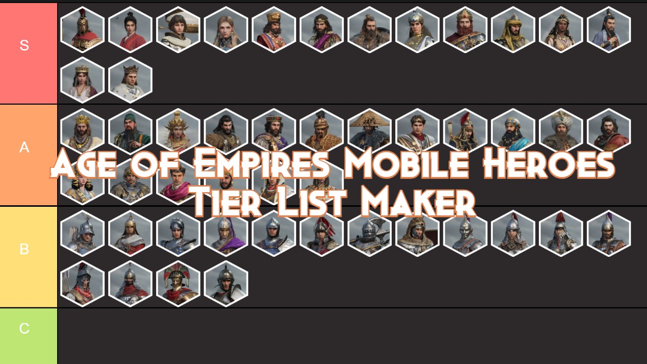 Age of Empires Mobile Heroes Tier List Maker - AoE Mobile Guides